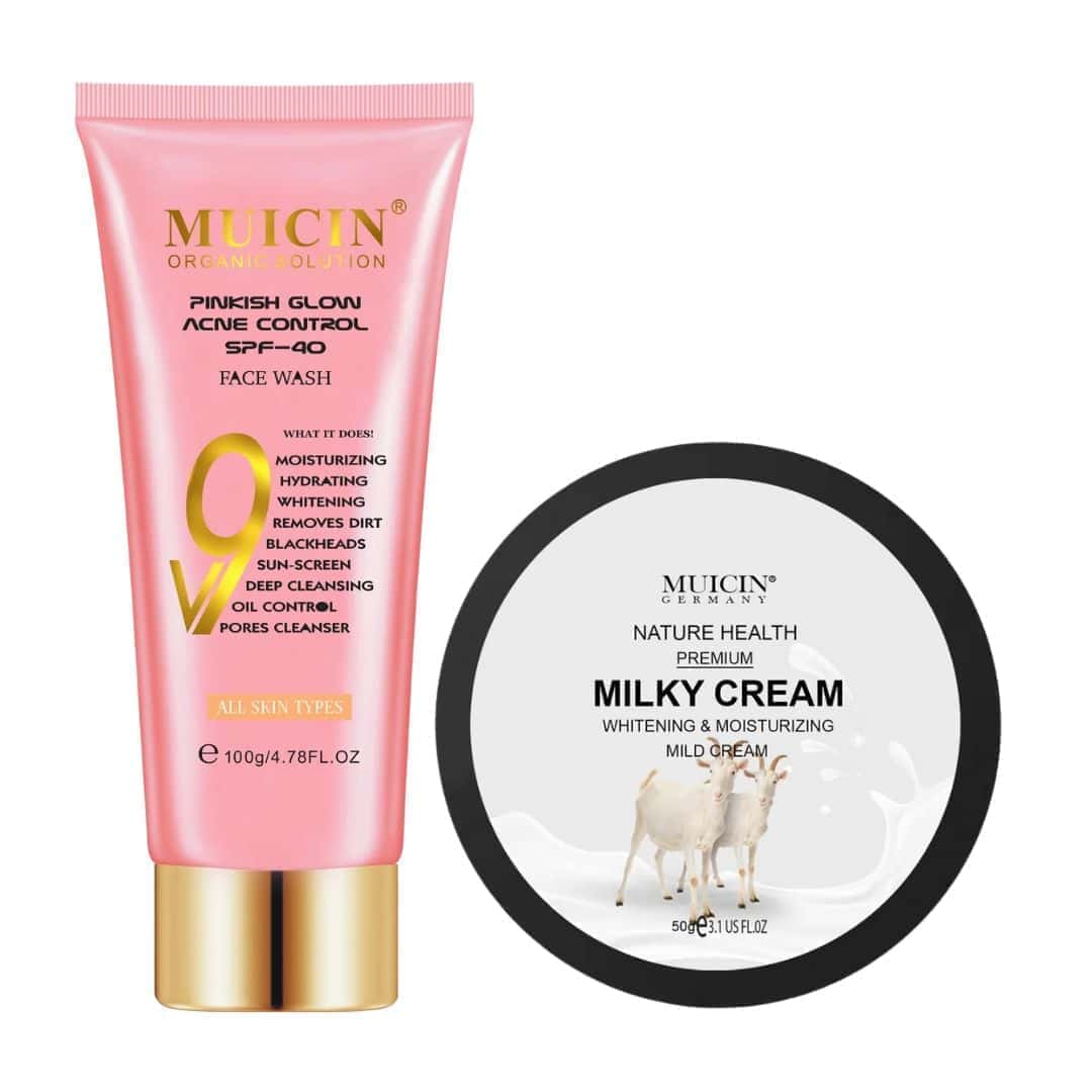 Muicin V9 Face Wash & Goat Milk Brightening Cream – beautygirl-pk