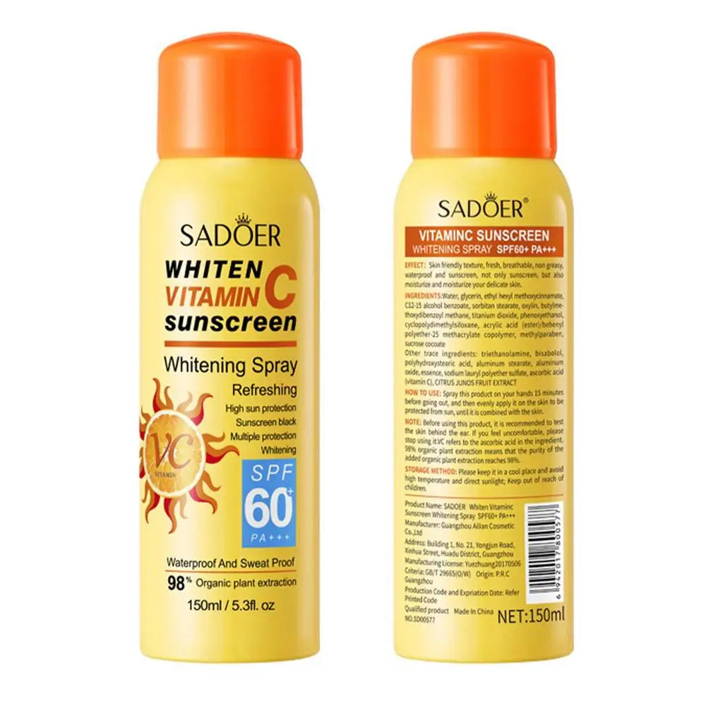 Sadoer Whiten Vitamin C Sunscreen SPF60 Waterproof Sunblock Spray – beautygirl-pk