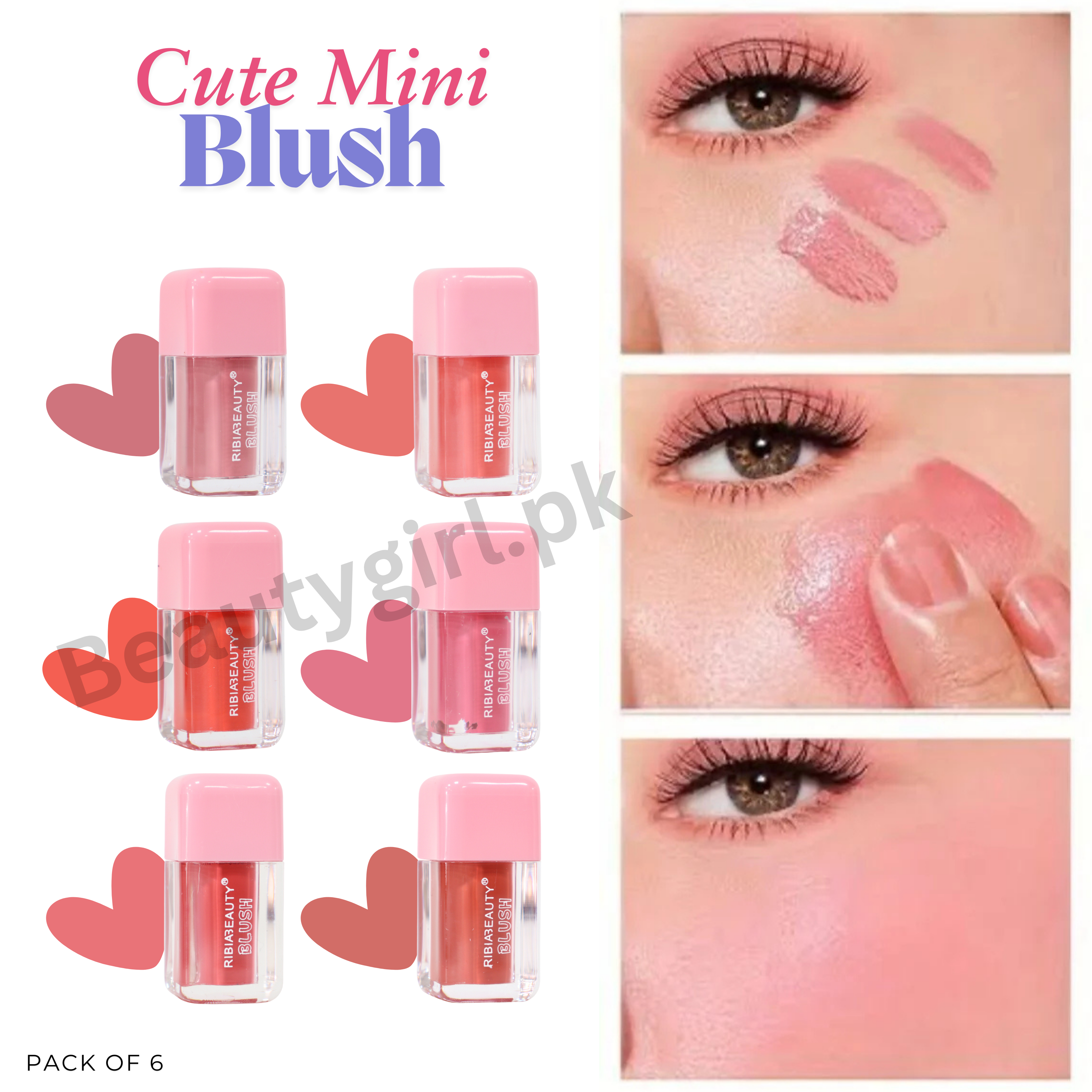 Ribia Beauty Liquid 6pcs Mini Cute Blush Set – beautygirl-pk