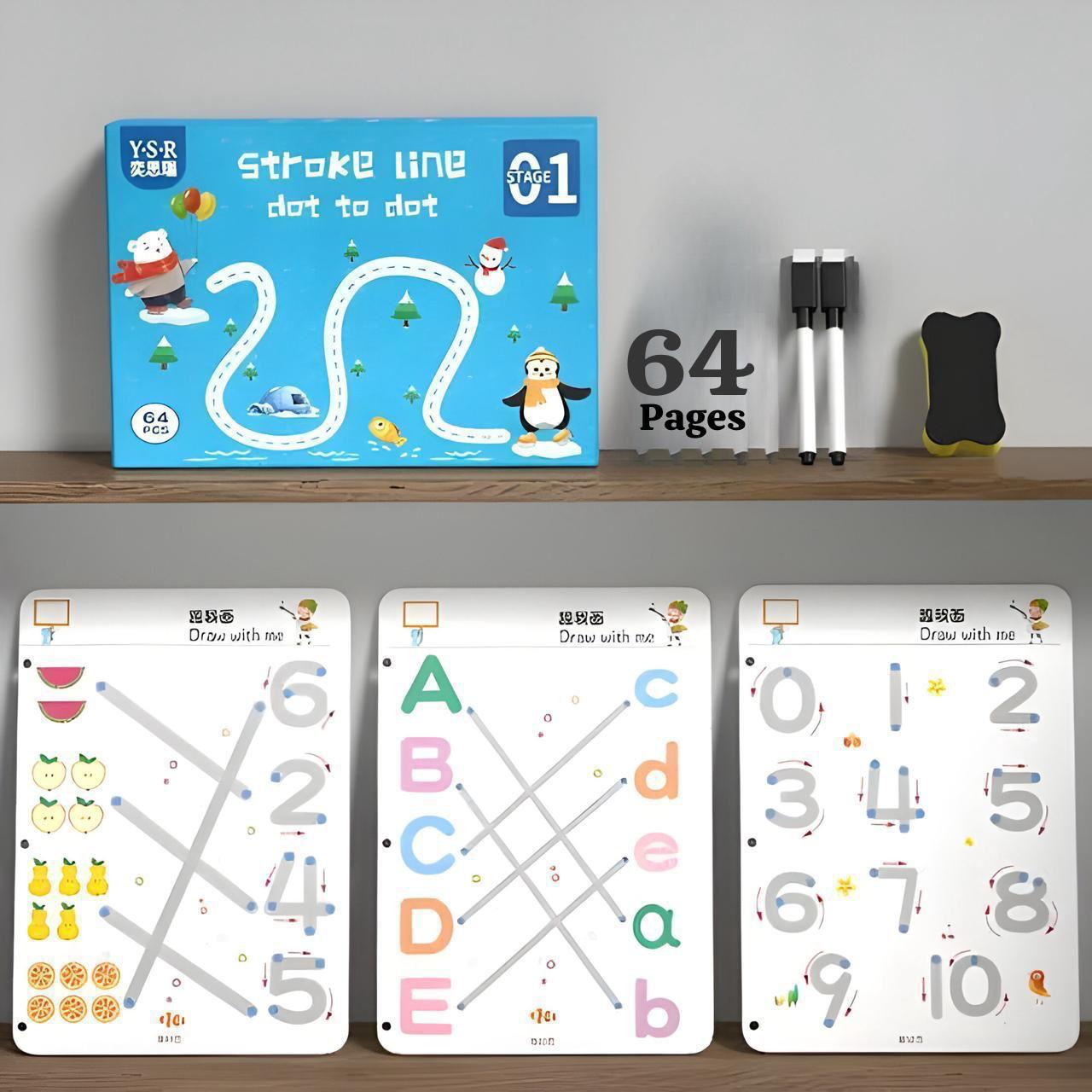 Stroke Line Dot To Dot Level 1 Magical Tracing 64 Pages Work Book Kids ...