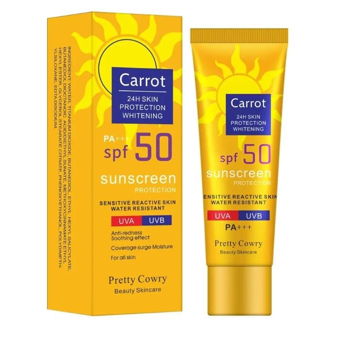 Pretty Cowry Carrot Sun Block SPF50 Pa+++ UVA UVB Sunscreen Protection ...