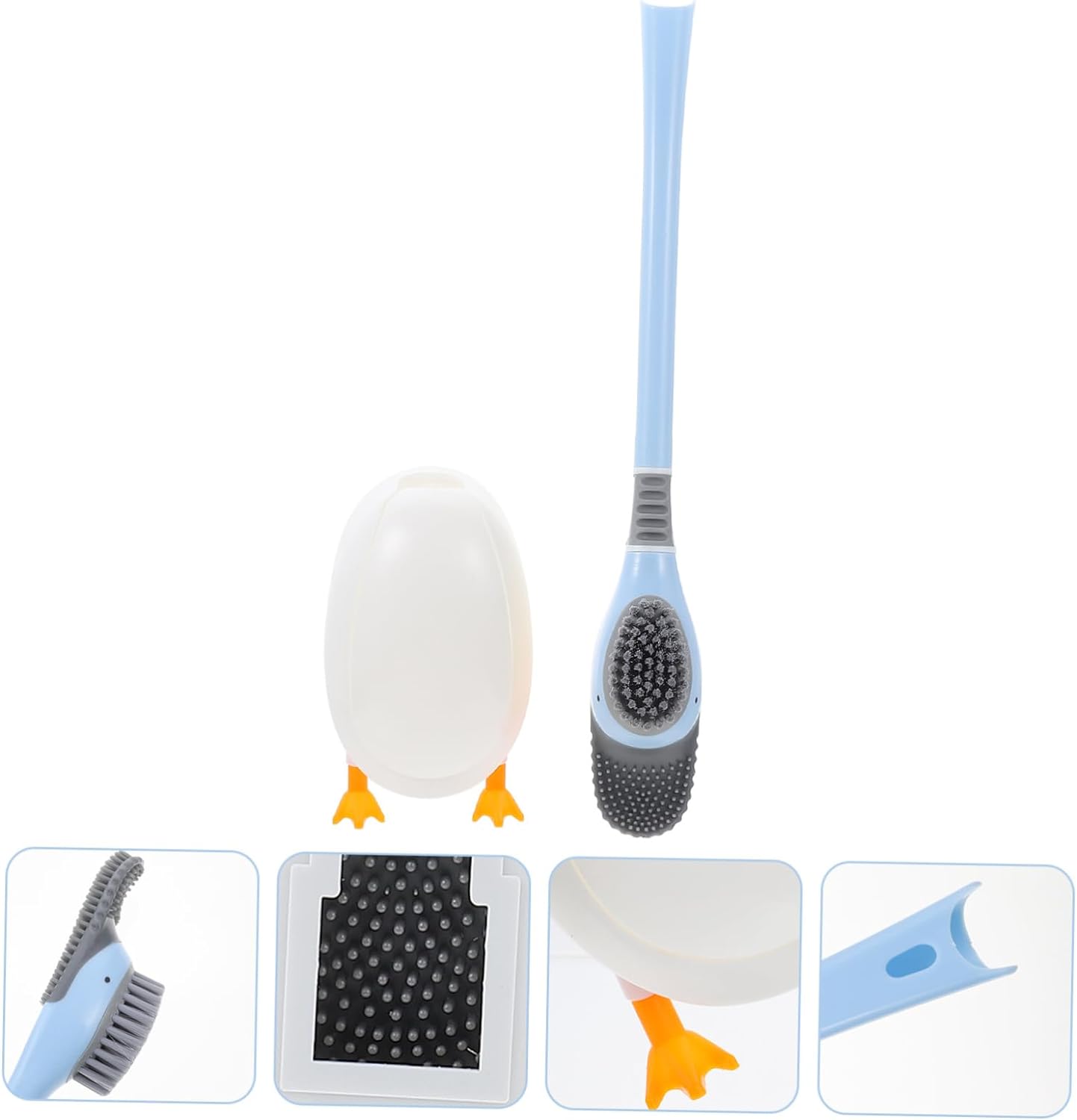 Duck Wall Mount Toilet Cleaning Brush Silicone Scrubber With Long Hand ...