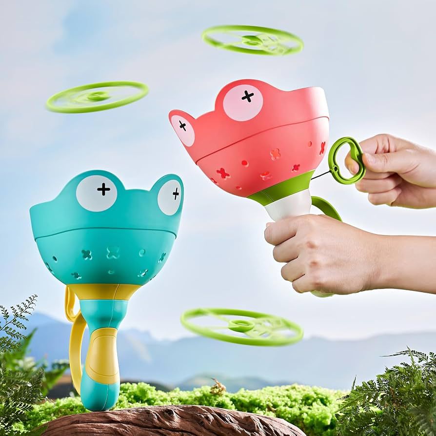 Flying Disc Launcher Toys Manual Capture Catching Outdoor Games For Ki ...