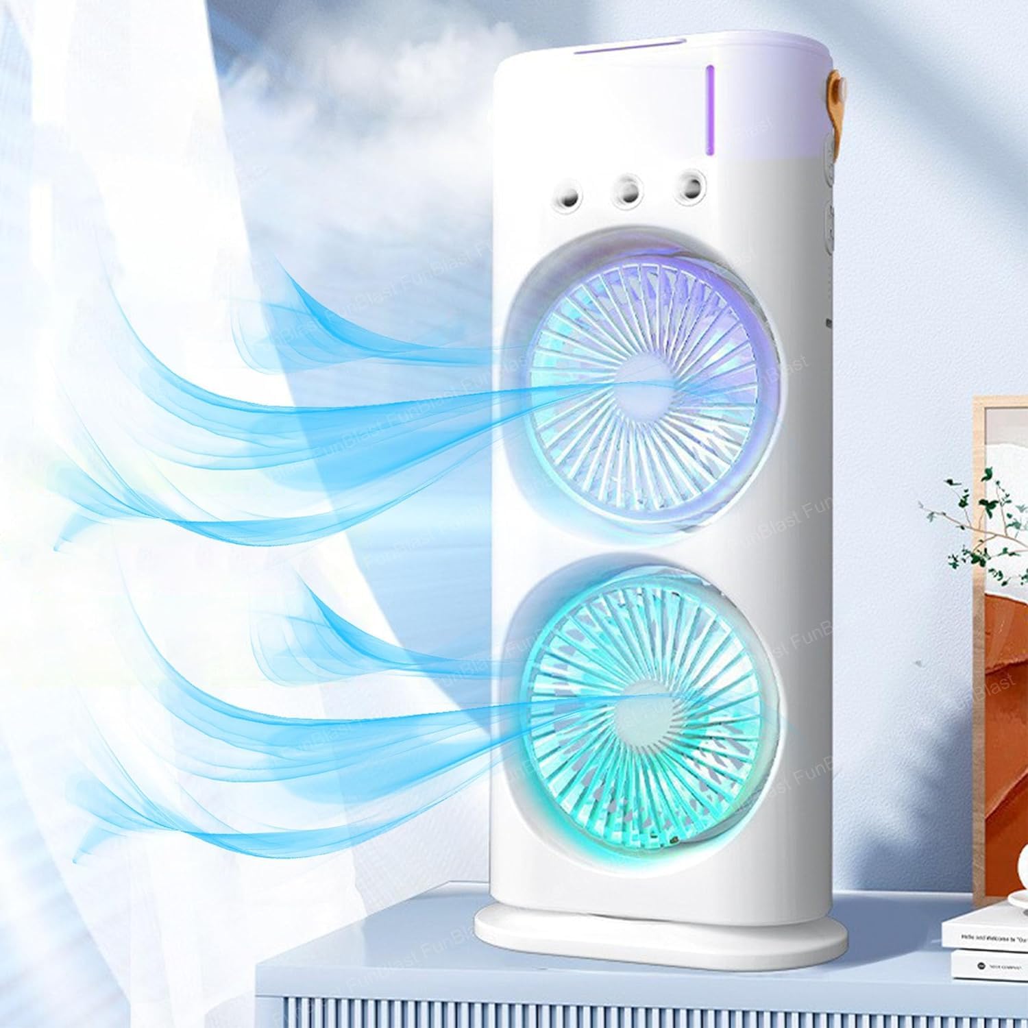 Portable Evaporative Mist Air Cooler Spray Water Mist Double Fan Humid ...