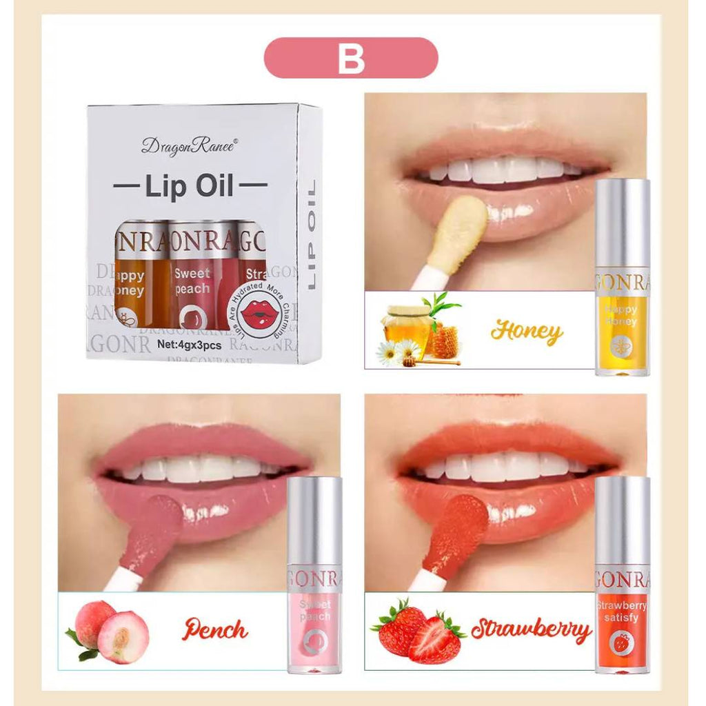 Dragon Ranee Moisturizing Fruits Lip Oil 3Pcs in Box – beautygirl-pk