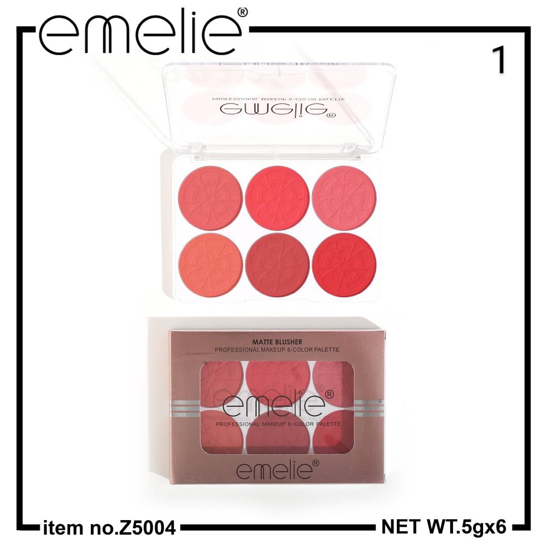 Emelie Professional Makeup Matte Blusher 6 Color Round Palette ...