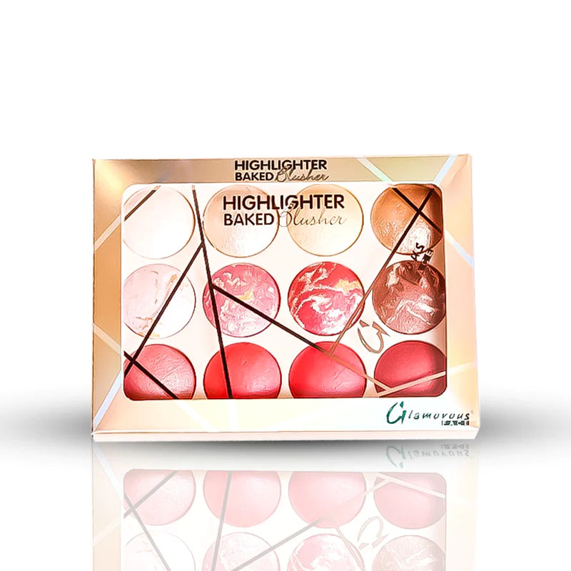 Glamorous Face 12 Color Highlighter & Blush On Palette – beautygirl-pk