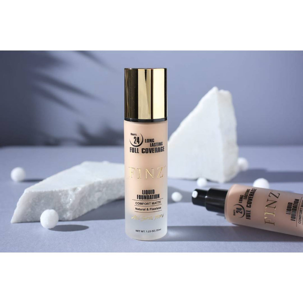 FINZ 24 Hours Long Lasting Full Coverage Liquid Foundation Comfort Mat ...