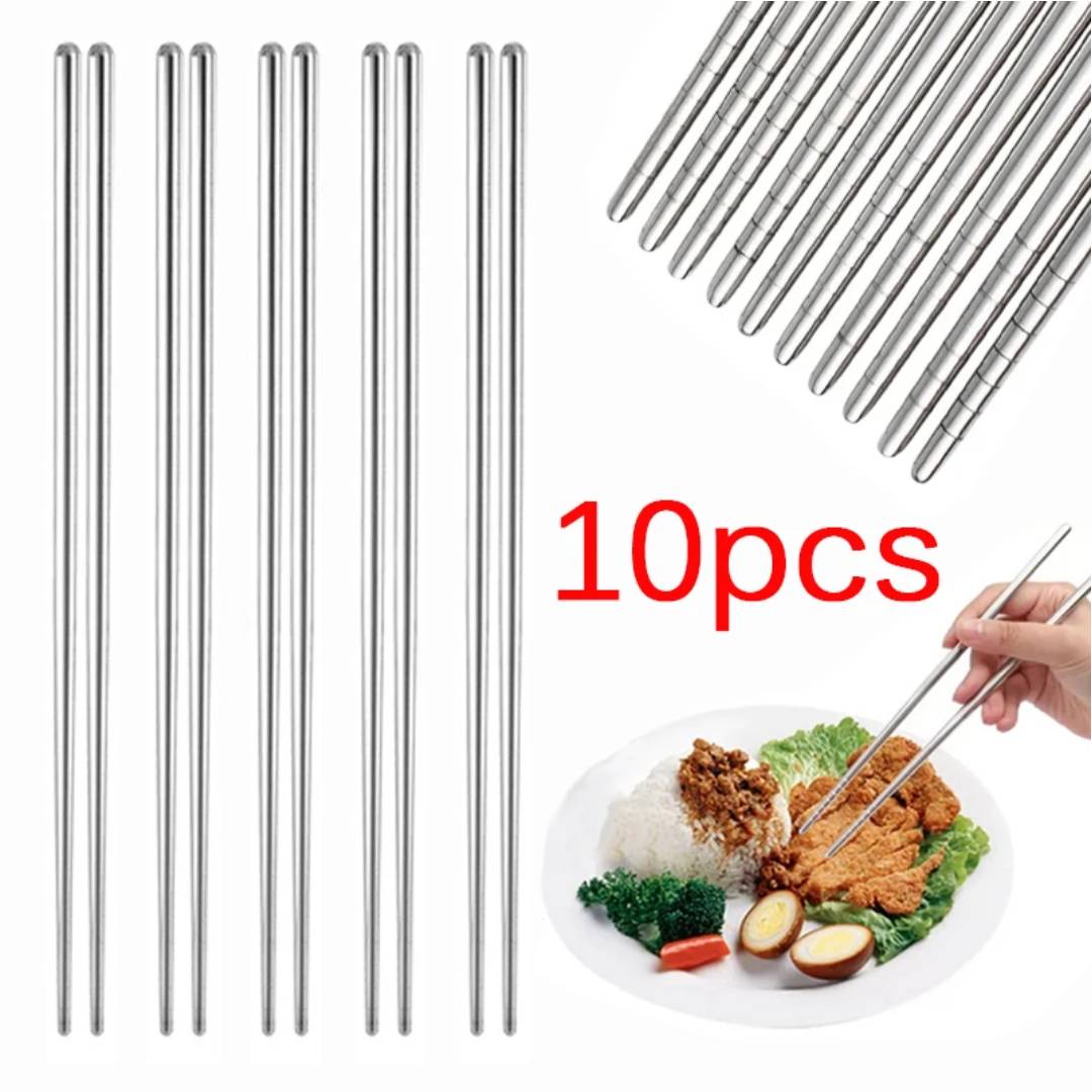 Stainless Steel Reusable Chopsticks Set Pack of 10Pcs – beautygirl-pk