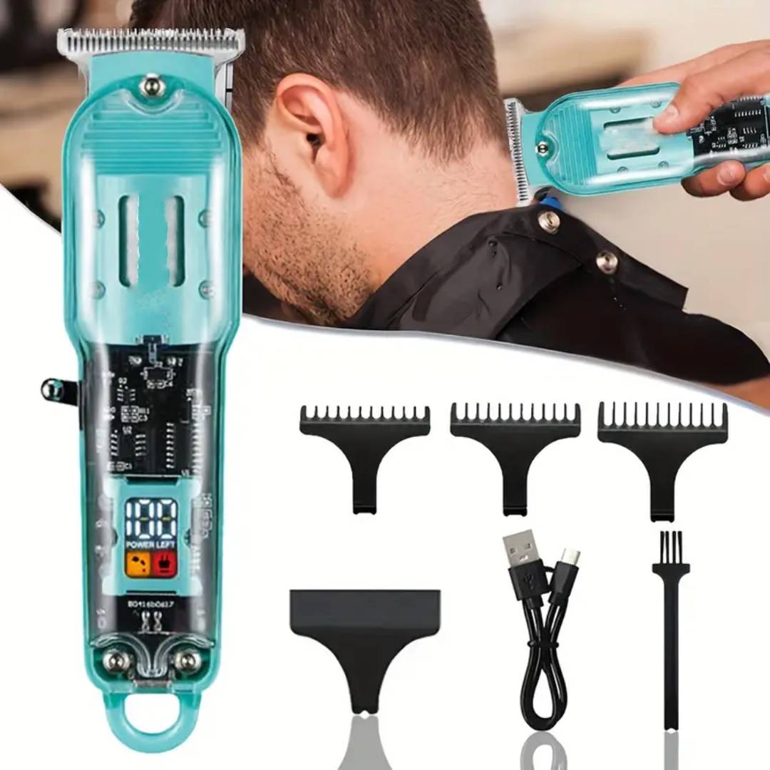 Professional Wireless Rechargeable Hair Clipper Trimmer With Transpare ...