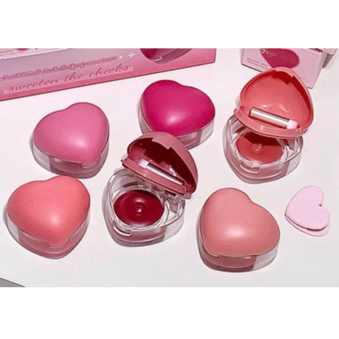 Romantic Rain Heart Shape 2in1 Blusher & Lip Mud 4Pcs Set – beautygirl-pk