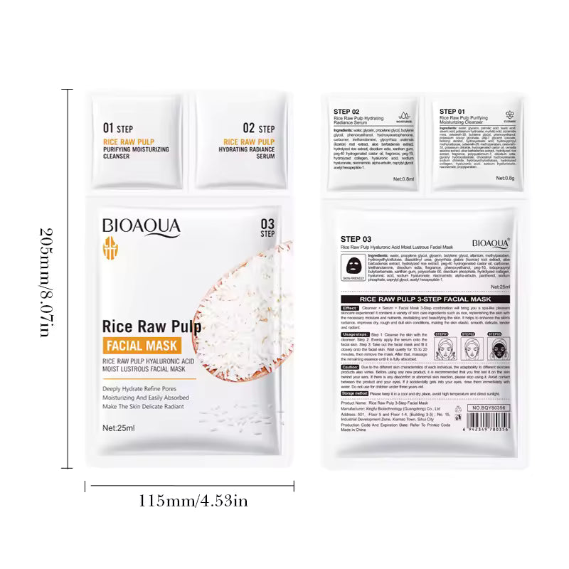Bioaqua 3 Step Rice Raw Pulp Facial Mask – beautygirl-pk