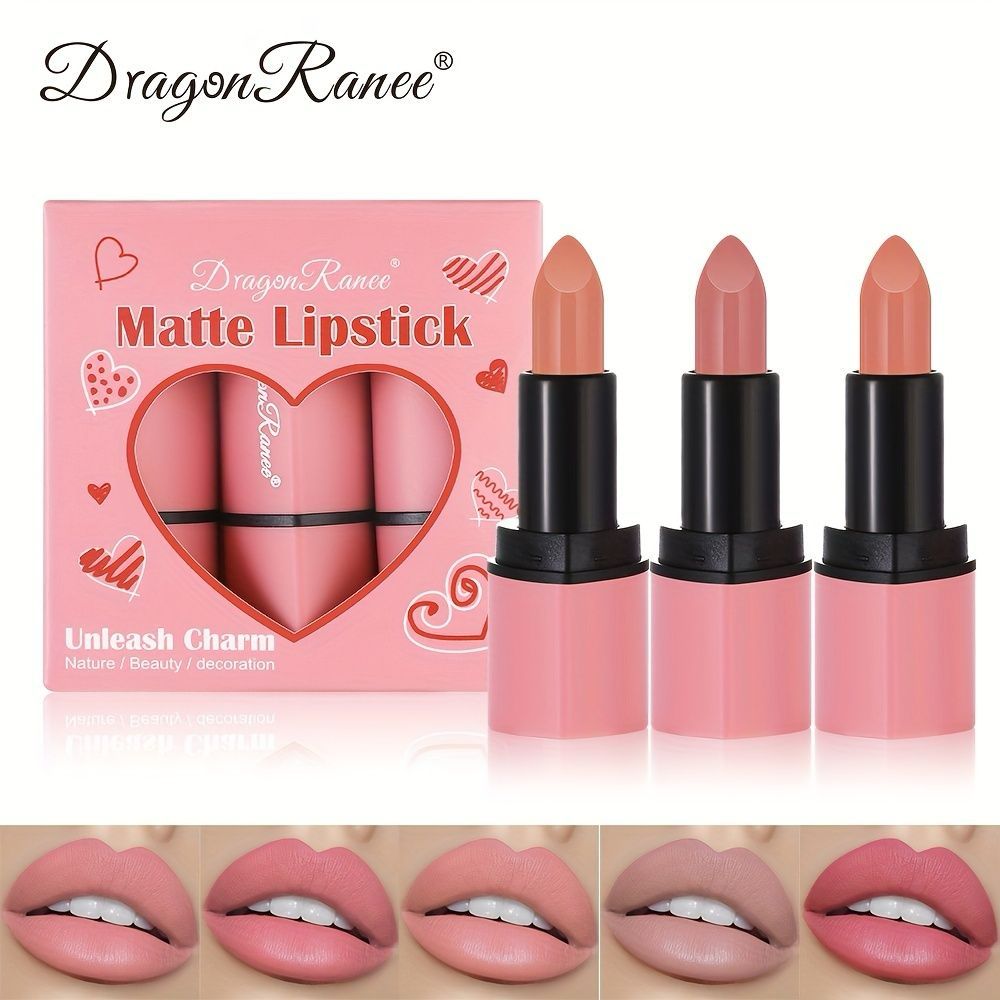 Dragon Ranee Heart Shape Matte High Shine 3Pcs Lipstick – beautygirl-pk