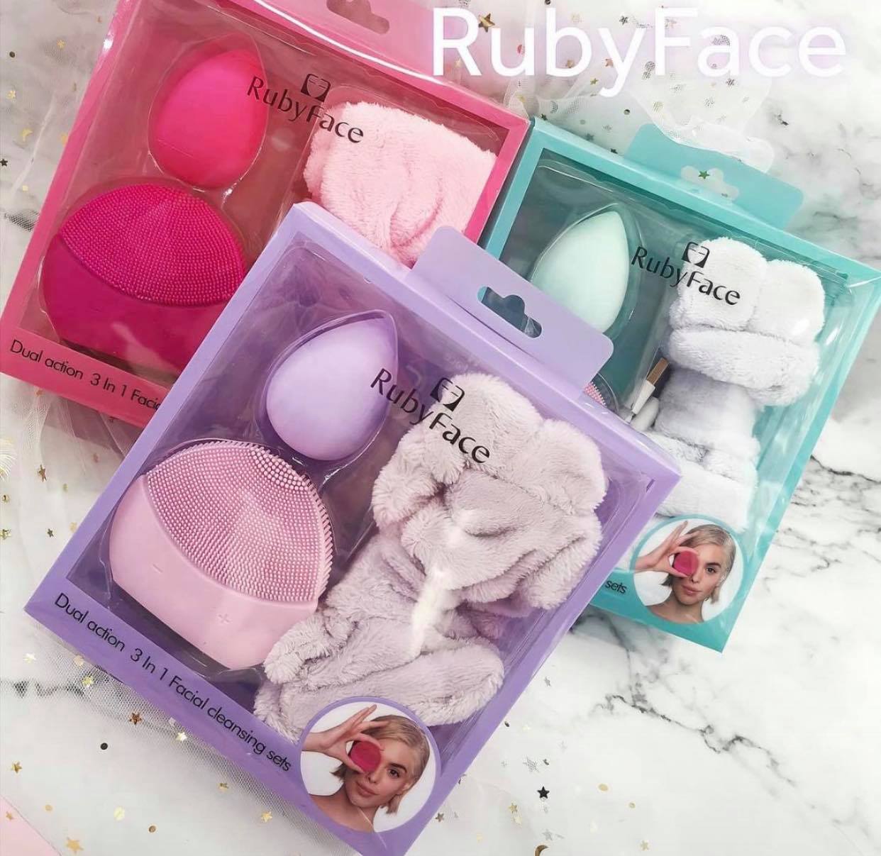 Ruby Face Dual 3 in 1 Facial Cleansing Sets – beautygirl-pk