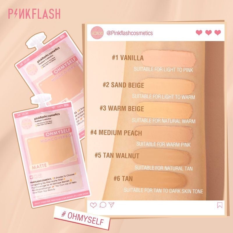 Pink Flash Waterproof Foundation Pouch 6 Shades – beautygirl-pk