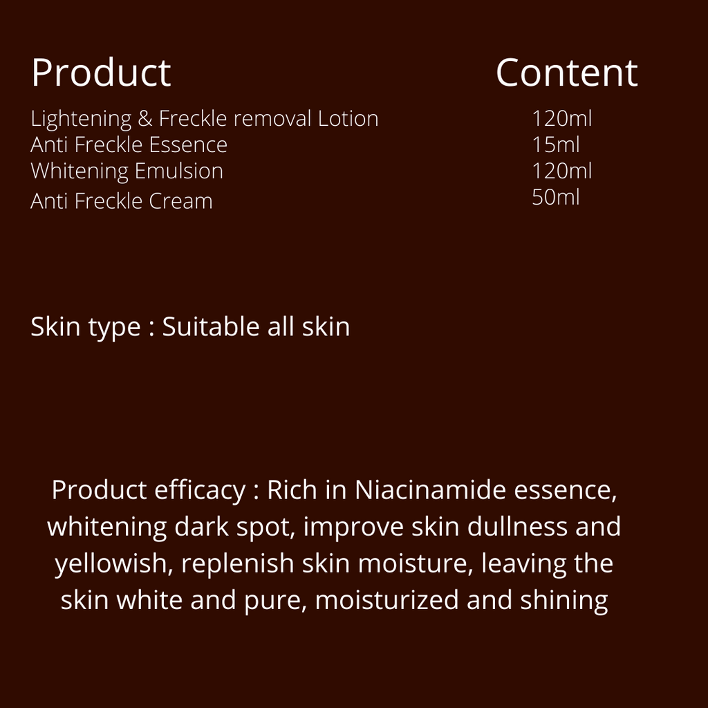 VENZEN Whitening And Remove Freckle 4 In 1 Skincare Set – beautygirl-pk